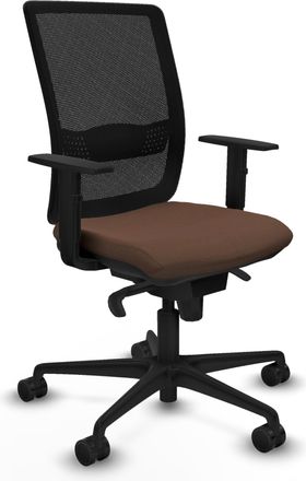 Piqueras y Crespo Schreibtischstuhl, verstellbare Armlehnen, h&ouml;henverstellbare Lendenwirbelst&uuml;tze, mit 5 Positionen und Schaumstoff, 65 mm Nylon, Schwarz/Dunkelbraun