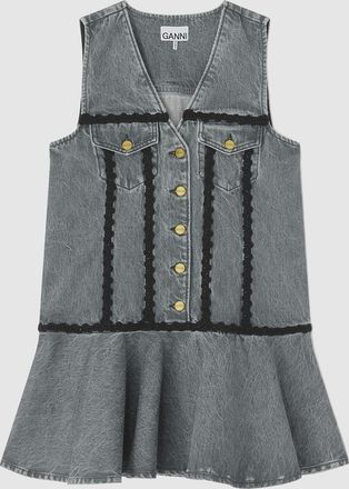 Ganni Robe Rigid Denim Slate Gris