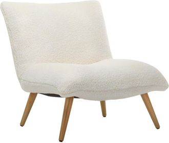 Vente-Unique Vente-unique - Fauteuil en tissu bouclette effet peau de mouton pepita - Blanc