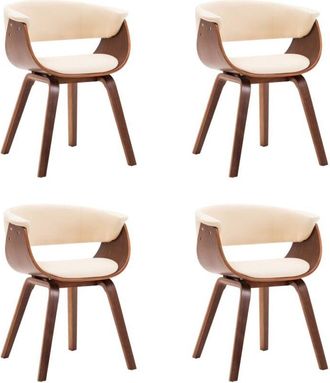 vidaXL Vidaxl - Chaises &agrave; manger lot de 4 cr&egrave;me bois courb&eacute; et similicuir