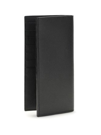 Saint Laurent Mens Grained Leather Wallet Black Calf Bos Taurus