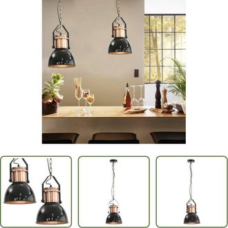 vidaXL Pendelleuchte - Deckenlampe 2 Stk. Schwarz Rund E27