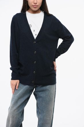 Maison Margiela Cardigan mit V-Ausschnitt aus Wolle und Nylon, einfarbig Maison Margiela
