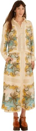 Farm Rio Farm Rio, Femme, Blouses et Chemises, Multicolore, Taille: 38 FR Royal Sea Crochet Detail Shirt