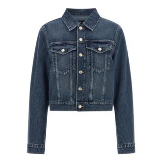 7 For All Mankind Darted Shrunken Denim Jacket - - Jackets - Damen - Blau - M