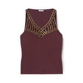 Motivi Netz-Top mit Strasssteinen - - Tops - Damen - Lila - XS