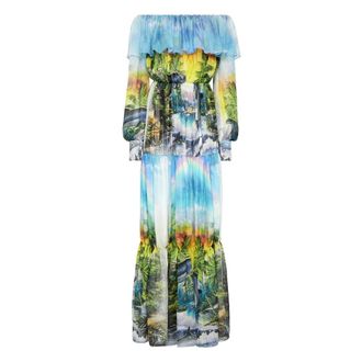 Philipp Plein Femme, Robes, Multicolore, Taille: 40 FR Long Dress Plisse Hawaii