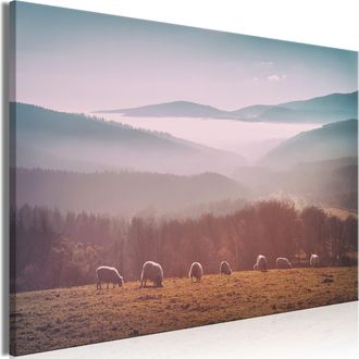 OEM Dipinto - Pecore Contro Un Paesaggio Montano (1 Parte) - Animali In Natura