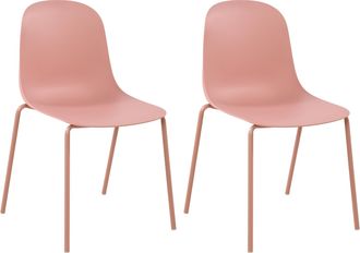 Clp 2er Set Stühle Hardin, stapelbare Gartenstühle, wetterfest und UV-beständig, Outdoor-Stuhl für Balkon, Terrasse und Esszimmer, Farbe:pink