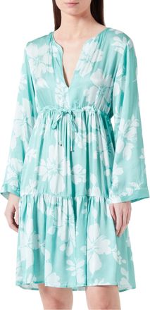 Replay Damen Kleid Langarm aus Viskose, Green Water/Natural White 020 (Mehrfarbig), XL