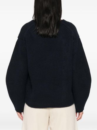 Soft Goat Relaxed V-Neck Knit Sweater - Black