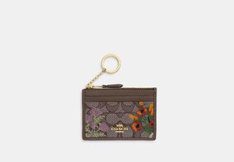 Coach Mini Skinny Ausweish&uuml;lle Aus Signature-Jacquard Mit Blumenstickerei