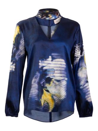 Silvia Tcherassi blouse asym&eacute;trique &agrave; fleurs - Bleu