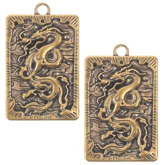 Hemoton Lot de 2 Porte-cl&eacute;s Pendentifs en Laiton Amulette Dragon, Ornement D&eacute;coratif Suspendu, Breloques Porte-cl&eacute;s, Accessoires Voiture, Pr&eacute;sent Carnaval Gar