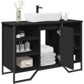 vidaXL Vidaxl - Armoire lavabo de salle de bain noir 91x35x60 cm