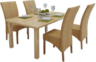 vidaXL Esszimmerstühle 4 Stk. Braun Natur Rattan - Vidaxl