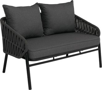 Hhg [NEUWERTIG] Aluminium-Gartenbank HHG-220, Gartensofa Outdoor Sitzbank, Seilgeflecht Rope Stoff/Textil (180g/m&sup2;) anthrazit