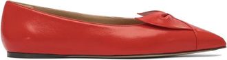 Ferragamo Red Leather Ballerinas With Bow Accent - Gr. 6_5 - in Rot