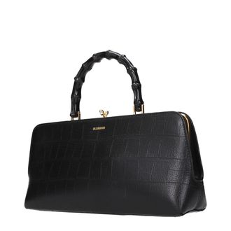 Jil Sander Womens Crocodile-Embossed Leather Top Handle Bag Black