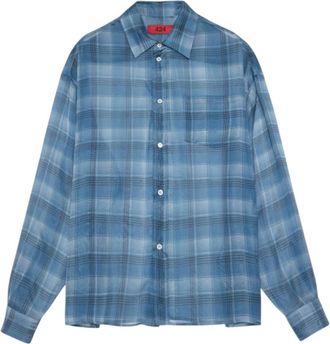 424 Homme, Chemises, Bleu, Taille: M Checked Silk Shirt