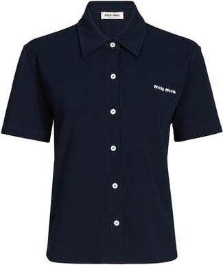 Miu Miu Baumwoll -Logo oben - Blau