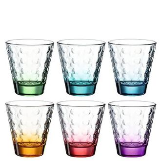 Leonardo Leonardo Optic 025922 Lot de 6 verres à eau, lavables au lave-vaisselle, en verre coloré, multicolore, 215 ml