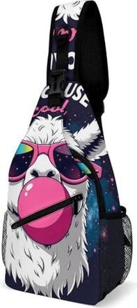 Generic Sacoche Port&eacute; &eacute;paule Alpaga Lama de dessin anim&eacute; L&eacute;ger Sacs &agrave; Bandouli&egrave;re Multifonction Sac &agrave; Dos De Voyage pour Homme Femme Camping