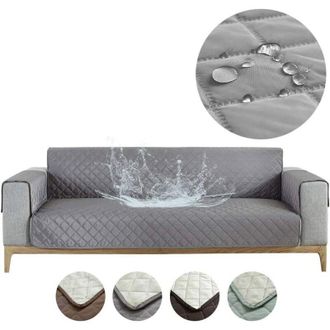 Gabrielle Housse de Canap&eacute; Imperm&eacute;able Rev&ecirc;tement de Canap&eacute; Protege Canape avec Accoudoirs (Gris, 3 Places)