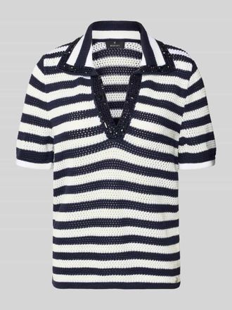 Monari Regular Fit Poloshirt in Strick-Optik und Ziersteinen