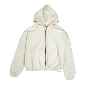 Hinnominate Hinnominate, Femme, Sweatshirts et sweats &agrave; capuche, Blanc, Taille: 38 FR Cropped Zip Sweat &agrave; capuche