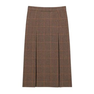 Saint Laurent Midi-Rock aus Prince of Wales Wolle und Kaschmir - - Skirts - Damen - Braun - M