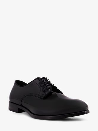 Doucal's Mens Patent Leather Lace-Up Shoes Black Flat