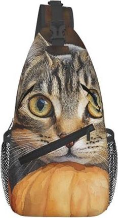 Generic Sac &agrave; bandouli&egrave;re citrouille et chat - Sac &agrave; dos de voyage pour homme - Sac &agrave; dos de randonn&eacute;e