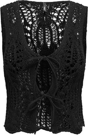 Only Onllizzy Life SL Crochet Tie Vest KNT, Noir, XS Femme