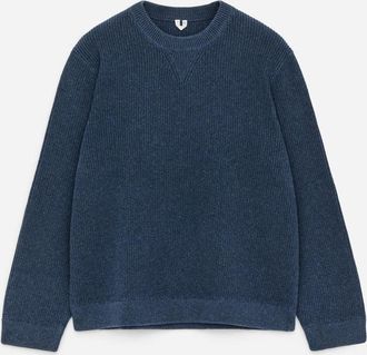 Arket Pullover Aus Baumwolle Und Leinen -Blau