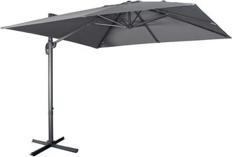 Sweeek Parasol d&eacute;port&eacute; carr&eacute; 3x3m haut de gamme - Falgos - gris - Parasol excentr&eacute; inclinable. rabattable et rotatif &agrave; 360&deg;