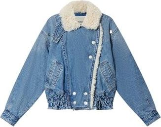 Isabel Marant Veste Valineo &agrave; col shearling en denim de coton