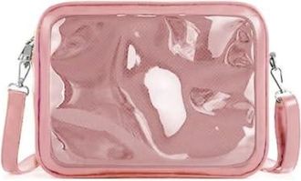 Generic Sac &agrave; bandouli&egrave;re transparent en PVC pour femme, sac &agrave; bandouli&egrave;re avec fermeture &eacute;clair, sac &agrave; main portable pour petits articles de voyage, rose, 1