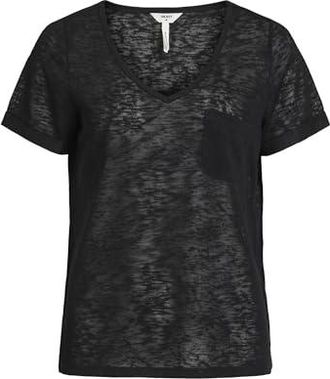 Object Object Objtessi Slub S/s V-Neck Noos T-Shirt, Noir (Black Black), 44 (Taille Fabricant: X-Large) Femme