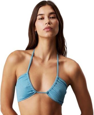 Calvin Klein Haut de Brassière de Bain Femme avec Texture Plissée, Bleu (Adriatic Blue), S