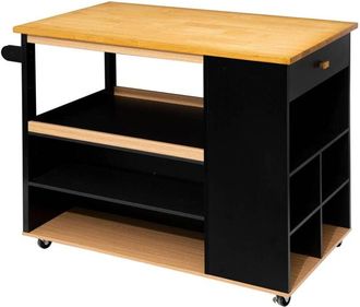 5five Simply Smart 5five Simply Smart - Ilot de cuisine à roulettes bois noir - 5five