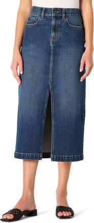 Amazon Essentials Damen Hoch taillierter langer Stretch-Jeansrock in Regular-Fit mit geringem Stretchanteil, Stone Dunkle Waschung, 38-40