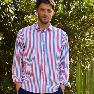 Bexley Simonin - Chemise homme bleu vintage rouge et blanc