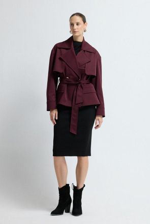 ADL Trenchcoat Kurzer Trenchcoat mit Kn&ouml;pfen und G&uuml;rteldetails