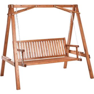 Beliani Balancelle de Jardin Rustique en Bois de M&eacute;l&egrave;ze Marron Ficarella