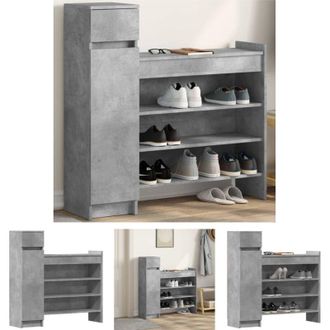 vidaXL The Living Store - Schuhschrank Betongrau 100,5x28x100 cm Holzwerkstoff - Schuhregale & -schr&auml;nke - Grau