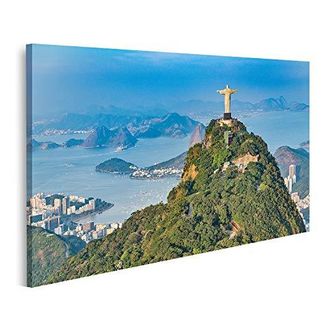 Islandburner Tableau sur toile Vue a&eacute;rienne de la montagne du Corcovado &agrave; Rio de Janeiro avec la statue du Chri Cadre Affiche Poster Murale Tableaux