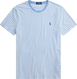 Ralph Lauren Homme, Tops, Bleu, Taille: 2XL Custom Slim Fit Striped Jersey T-Shirt