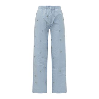 A Paper Kid Femme, Pantalons, Bleu, Taille: 38 FR Pantalon Popeline Orn&eacute;