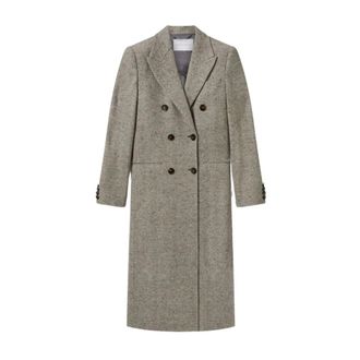 Stella McCartney Doppelreihiger langer Mantel aus Tweed - - Coats - Damen - Grau - XS